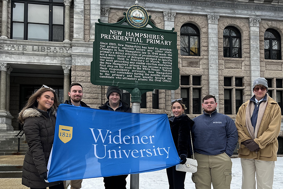 Students Get Firsthand Access to the 2024 New Hampshire Primary | Widener University